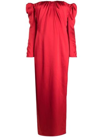 V:PM ATELIER robe mi-longue à épaules dénudées - Rouge