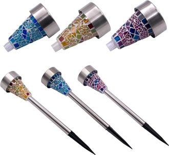 DOITOOL 3stücke Teiliges Solarbetriebene Mosaik Led Rasenlampe Aus Edelstahl Wasserdichte Gartenbeleuchtung Für Außenbereiche Automatisches Für Garten Weg Und