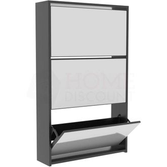 Home Discount Home Discount - Welham 3 Schubladen Spiegel Schuhschrank Flur Aufbewahrung Schrank Stehschrank, Schwarz