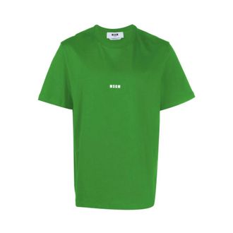 Msgm Gr&uuml;nes Baumwoll-T-Shirt f&uuml;r M&auml;nner - - Tops - Herren - Gr&uuml;n - M