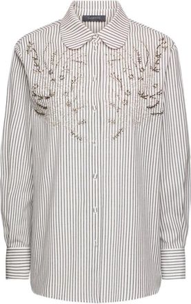 Elena Miro Femme, Blouses et Chemises, Multicolore, Taille: 48 FR Chemise Ray&eacute;e avec Broderie Main