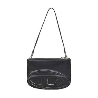 Diesel Schwarze Doppelrei&szlig;verschluss-Schultertasche - - Bags - Damen - Schwarzk - ONE SIZE