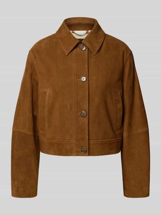 Boss Orange by Hugo Boss Regular Fit Lederjacke mit Umlegekragen