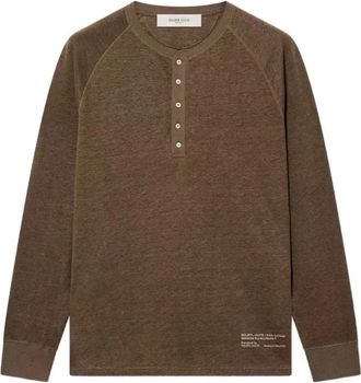 Golden Goose Homme, Tops, Brun, Taille: L Journey Jersey de lin &agrave; manches longues avec imprim&eacute;