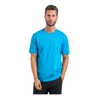 HUGO BOSS Homme, Tops, Bleu, Taille: S T-shirt turquoise avec logo en caoutchouc