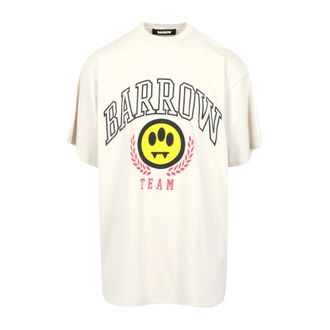 Barrow Barrow, Homme, Tops, Beige, Taille: XL T-shirt en coton &agrave; imprim&eacute; logo