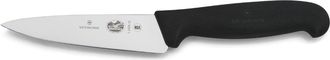 Victorinox by Swiss Army Fibrox Kochmesser, Kleines Universalmesser für Obst und Gemüse, 12 cm, Gerade Klinge, Scharf, Rostfreier Stahl, Schwarz