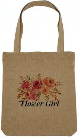 Fabulous Sac Shopping Tote Bag Aspect Lin - Flower Girl Wedding Bridal Watercolor Bouquet - Sac de Courses Toile Epaisse 360g Beige Naturel Cabas Port&eacute; Epaule 