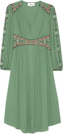 BA&SH Robe Tina Embroidery Buttoned Midi Dress