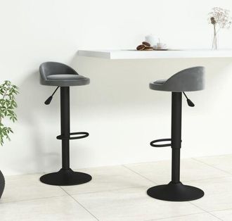 vidaXL vidaXL Barhocker 2 Stk. Dunkelgrau Samt