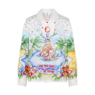 Casablanca Homme, Chemises, Multicolore, Taille: S Chemise &agrave; Manches Longues en Twill de Soie