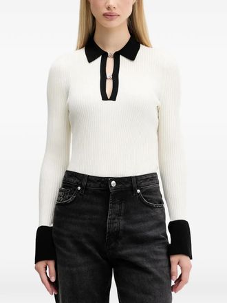HUGO BOSS logo-embellished ribbed top - Weiß