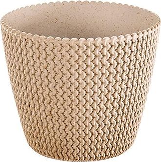 Prosperplast Blumentopf Color Ocre, ohne Tank, SPLOFY Eco Wood Kollektion, 13 cm x 13 cm x 10,8 cm, Fassungsverm&ouml;gen 0,9 l