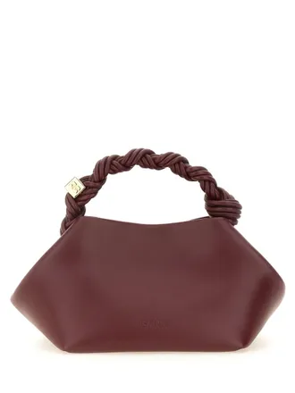 Ganni Womens Leather Handbag Bou Bordeaux Recycled Handbags Hand Bags
