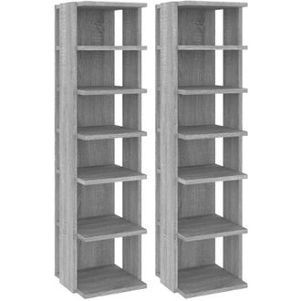 vidaXL Vidaxl - Schuhregale 2 Stk. Grau Sonoma 27,5x27x102 cm Holzwerkstoff