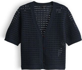 OPUS Strickjacke Dostal aus Strick mit Lochstrukur Perlmuttkn&ouml;pfe, leichte Transparenz, fester Griff, Casual