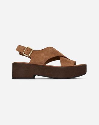 Arket Keilsandale Aus Veloursleder -Braun