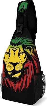 Generic Sacoche Port&eacute; &eacute;paule Lion Noir Antivol Sacs Poitrine Casual Crossbody Bag pour Cyclisme Randonn&eacute;e Femme