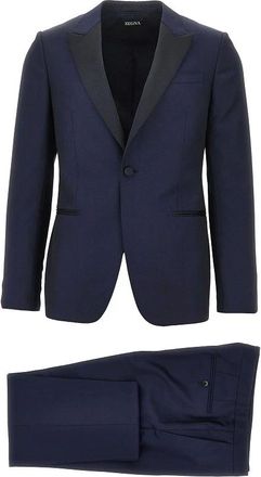 Ermenegildo Zegna Costume de soir&eacute;e ajust&eacute; en laine et mohair - Homme - Costumes - Bleu - Taille: XL