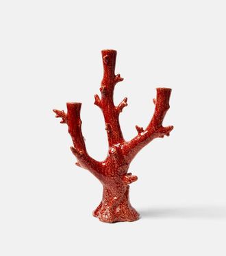 Bordallo Pinheiro Bougeoir Coral en fa&iuml;ence