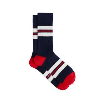 Au Printemps Paris Chaussettes hautes ray&eacute;es en coton m&eacute;lang&eacute;