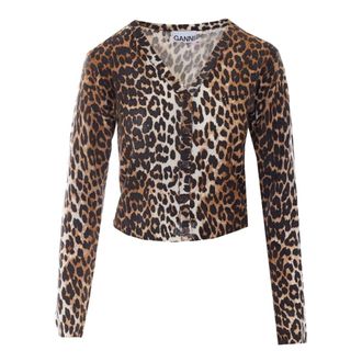 Ganni Bedruckter Merino-Cardigan - - Knitwear - Damen - Mehrfarbig - M