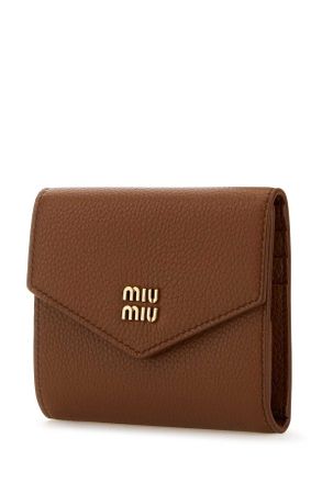 Miu Miu Womens Caramel Leather Wallet Cognac Portafogli