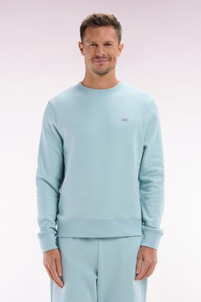 Eden Park Sweatshirt En Molleton Coton Vert Deau Coupe Droite Et Col Rond