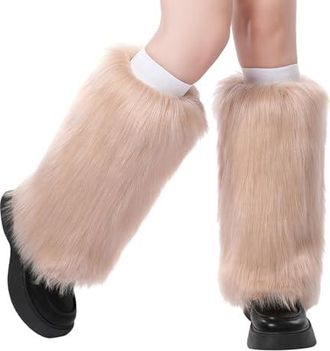 Generico Jambi&egrave;res pour femme en fourrure synth&eacute;tique chaussettes chaudes et douces au genou couvre-chaussures chaussettes dautomne froides costume &agrave; th&egrave;me car