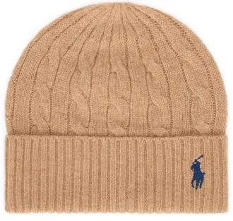 Polo Ralph Lauren Womens Knit Hat With Cuff, Camel Wool
