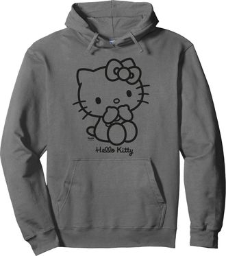 Hello Kitty Outline XOXO-Figur im Retro-Look, niedliche Schleife Pullover Hoodie
