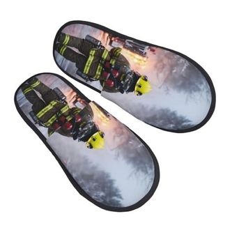 Generic L&eacute;g&egrave;re Pantoufles &agrave; Hiver Pompier, pompier, empreinte de flamme Accueil Slippers &eacute;l&eacute;gant Chaussons Homme pour Ext&eacute;rieur Maison Int&eacute;rieur M