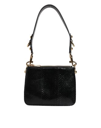 Dolce & Gabbana Womens Python-Embossed Leather Shoulder Bag Black