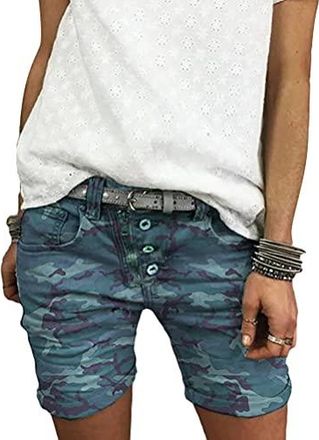 Onsoyours Short en Jean Taille Haute Femme Pantalon Vintage Bermuda Chic Shorts en Denim Décontractés Mode Bermuda en Jean B Bleu S