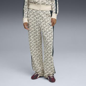 Puma Pantalon de surv&ecirc;tement droit &agrave; imprim&eacute; int&eacute;gral T7 Femme, Accessoires, Blanc, S