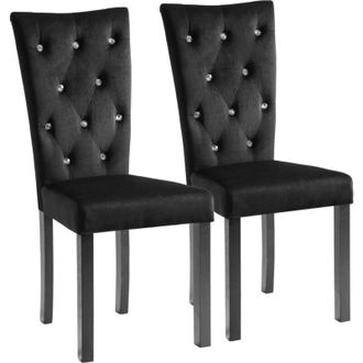 vidaXL Esszimmerst&uuml;hle 2 Stk. Schwarz Samt - Vidaxl