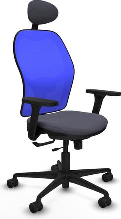 Piqueras y Crespo Ergonomischer Stuhl mit 3D-Armen, h&ouml;henverstellbare Lendenwirbelst&uuml;tze und festes Kopfteil, ausgestattet mit Syncro/Traslack und injiziertem Schaumsto