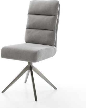 DELIFE Drehstuhl Pela-Flex Strukturstoff Soft Grau Kreuzgestell breit Graphit 360&deg; drehbar Wippfunktion Taschenfederkern, Esszimmerst&uuml;hle