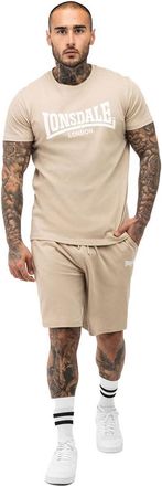 Lonsdale Herren T-Shirt & Shorts Set normale Passform MOY, Beige/White, L, 117193