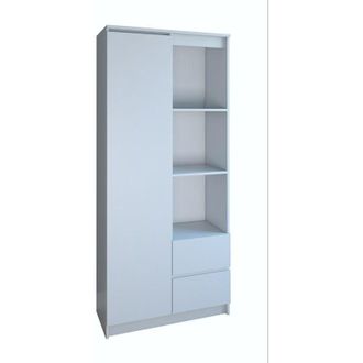 Hucoco Livorno Meuble de rangement 7 casiers/2tiroirs bureau/salon/chambre 30x60x180 Bibliothèque contemporaine Etagères livres déco