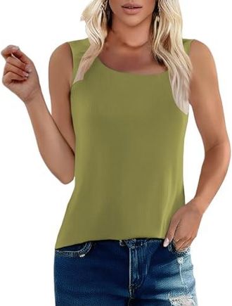 Generic D&eacute;bardeur d&eacute;t&eacute; ample pour femme - L&eacute;ger et &eacute;l&eacute;gant - Sans manches - Tissu rafra&icirc;chissant - Camisole - Respirant - Stretch - A&eacute;r&eacute; - L&eacute;ger, Vert menthe.