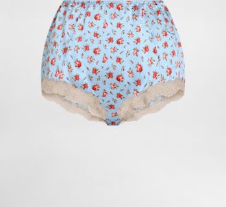 Dolce & Gabbana Small Rose-print Lace And Satin Briefs - Frau Unterw&auml;sche Multicolor 1