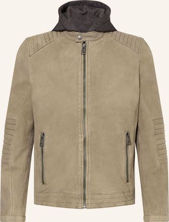 Milestone Lederblouson Msflavio Mit Abnehmbarer Kapuze grau