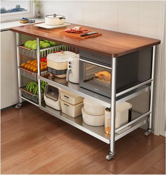 Generic Buffetschr&auml;nke, offene Regale mit Lenkrollen, K&uuml;cheninsel, Sideboard, B&auml;ckerregal, Werkbank, Metallrahmen for Restaurant, Gesch&auml;ft, Zuhause, K&uuml;che, Ga