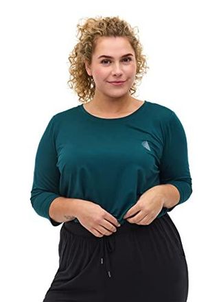 Zizzi Active by T-shirt dentra&icirc;nement pour femme avec manches 3/4 Taille 42-56, Vert bouteille, 44-46 grande taille