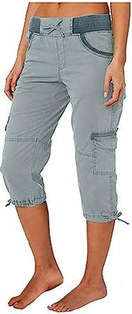 Generic Short cargo pour femme, taille haute, extensible, mi-mollet, pantalon de jogging cargo sous le genou, pantalon capris court 3/4, multi-poches, léger, 