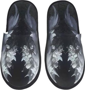 Generic Imprimé Élégant DAiles De Fleurs À Plumes Pantoufles Moelleuses Confort Pantoufles En Peluche Maison Slippers Pour Homme Extérieur Intérieur L