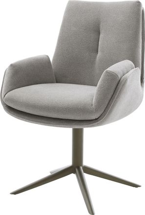 DELIFE Esszimmerstuhl Clea-Flex Fu&szlig;kreuz Effektfinish Titan Strukturstoff Soft Grau 360&deg; drehbar Wippfunktion
