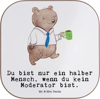 Mr. & Mrs. Panda Tischuntersetzer Moderator Herz - Geschenk, unterleger, Tischschoner, gläseruntersetzer, Coaster, Untersetzer Tasse