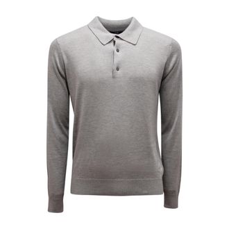 Alpha Studio Seide Kaschmir Polo Shirt Granito Modell - - Tops - Herren - Grau - M